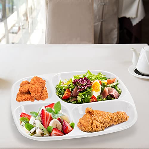 Dicunoy 8 PCS Divided Meal Tray, 10 Inch Melamine Dinner Plates for Adults, Sectional 4 Compartments Portion Control Plate Reusable Serving Platter for Salad, Noodles, Kids, Camping, Picnics