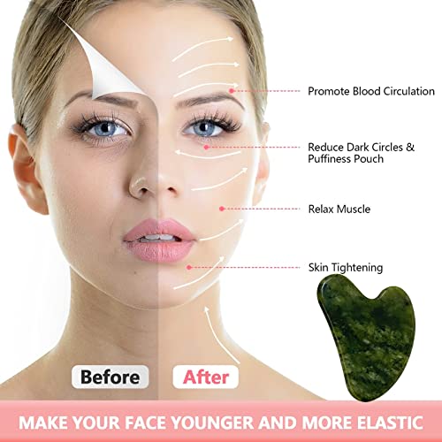 Gua Sha, Premium Gua Sha Facial Tools, Guasha Tool for Face Upgraded, Guasha Natural Jade Stone