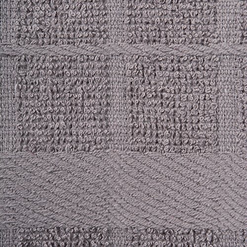 DII Basic Terry Collection Windowpane Dishtowel Set, 16x26, GraySolid, 4 Piece