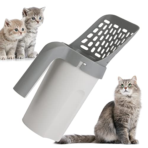 Cat Litter Sifter Scooper Integrated Detachable Deep Shovel Holder, Cat Litter Shovel with 8 rolls Waste Bags with Poop Sifting
