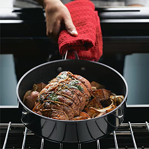 KitchenAid Hard Anodized Nonstick Saute/Fry Pan with Lid, 3 Quart, Onyx Black