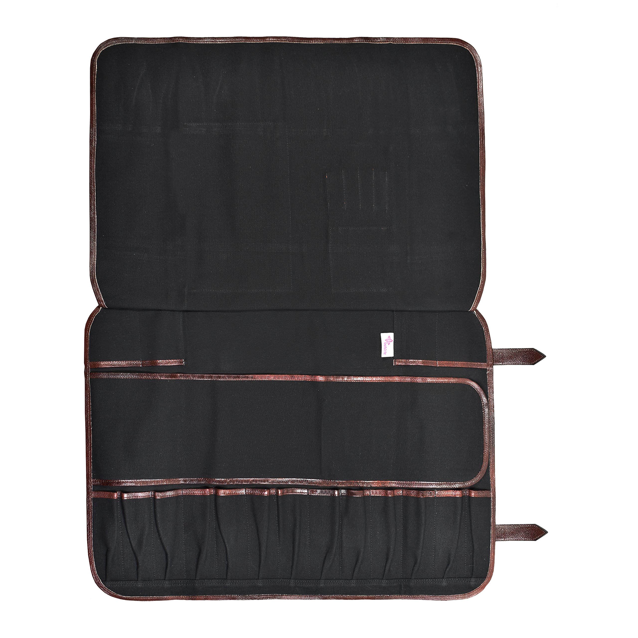 Boldric 17 Pocket Chef Knife Carrier Bag With Shoulder Strap β Professional Canvas Travel Case With Organizer Slots For Knives Pens Pencils & Spoon (Black)