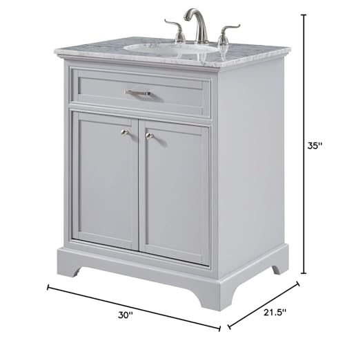 Elegant Kitchen and Bath 30 inch Single Bathroom Vanity Cabinet Set - Light Grey