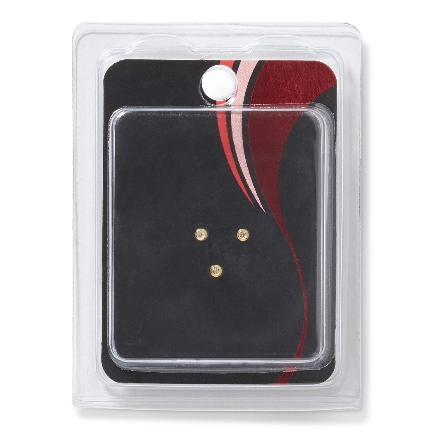 Pacific Piercing Supply Gold Plated 1mm Crystal Nose Bone 3 Pack