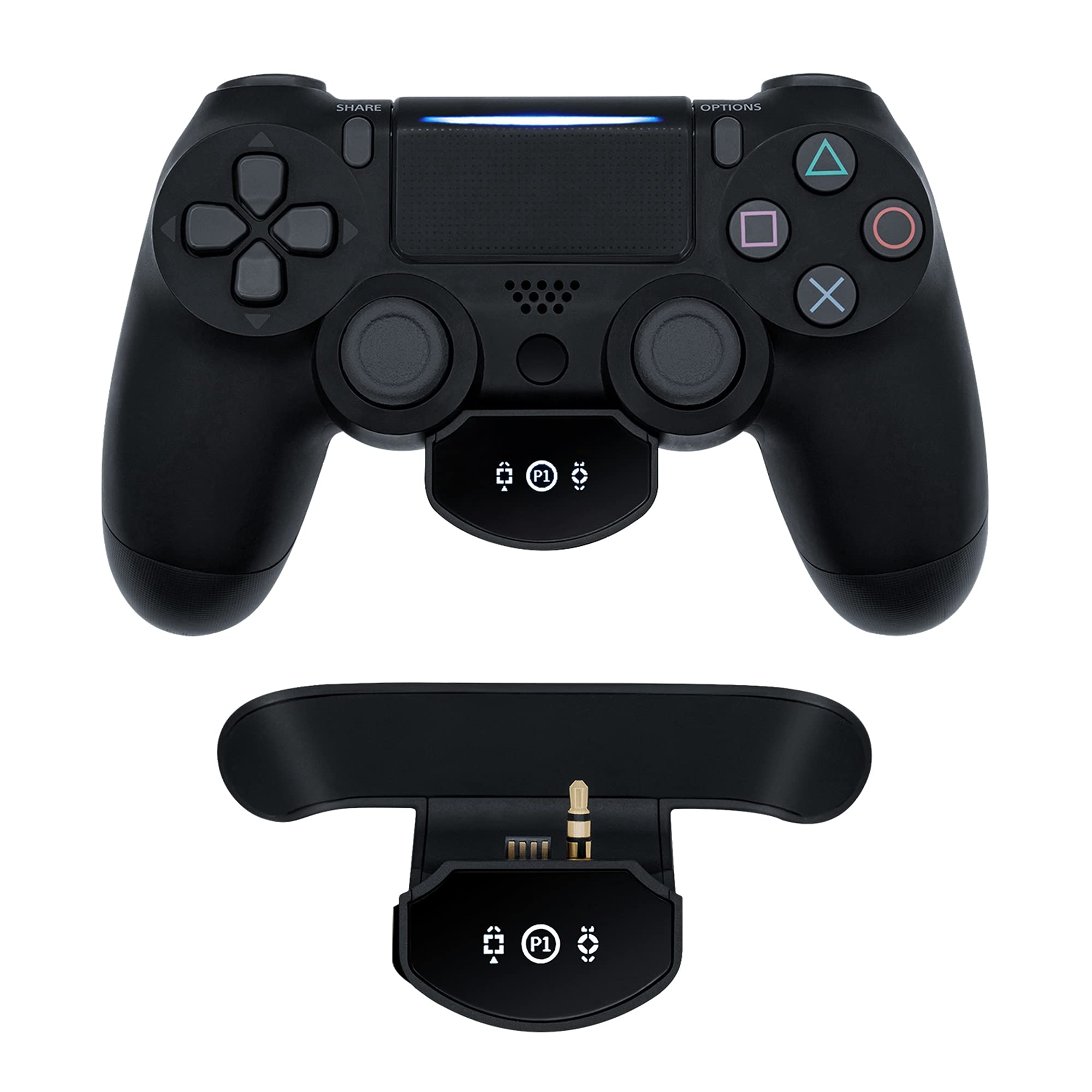 Mcbazel Back Button Attachment with OLED Display for PS4 Controller, Programmable Button Triggers with 3.5MM Audio Jack, Gaming Stuff Accessories for PS4 Controllers - Black