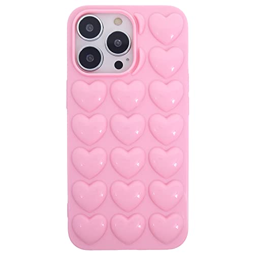 DMaos iPhone 13 Mini Case for Women, 3D Pop Bubble Heart Kawaii Gel Cover, Cute Girly for iPhone13 Mini 5.4 inch - Baby Pink