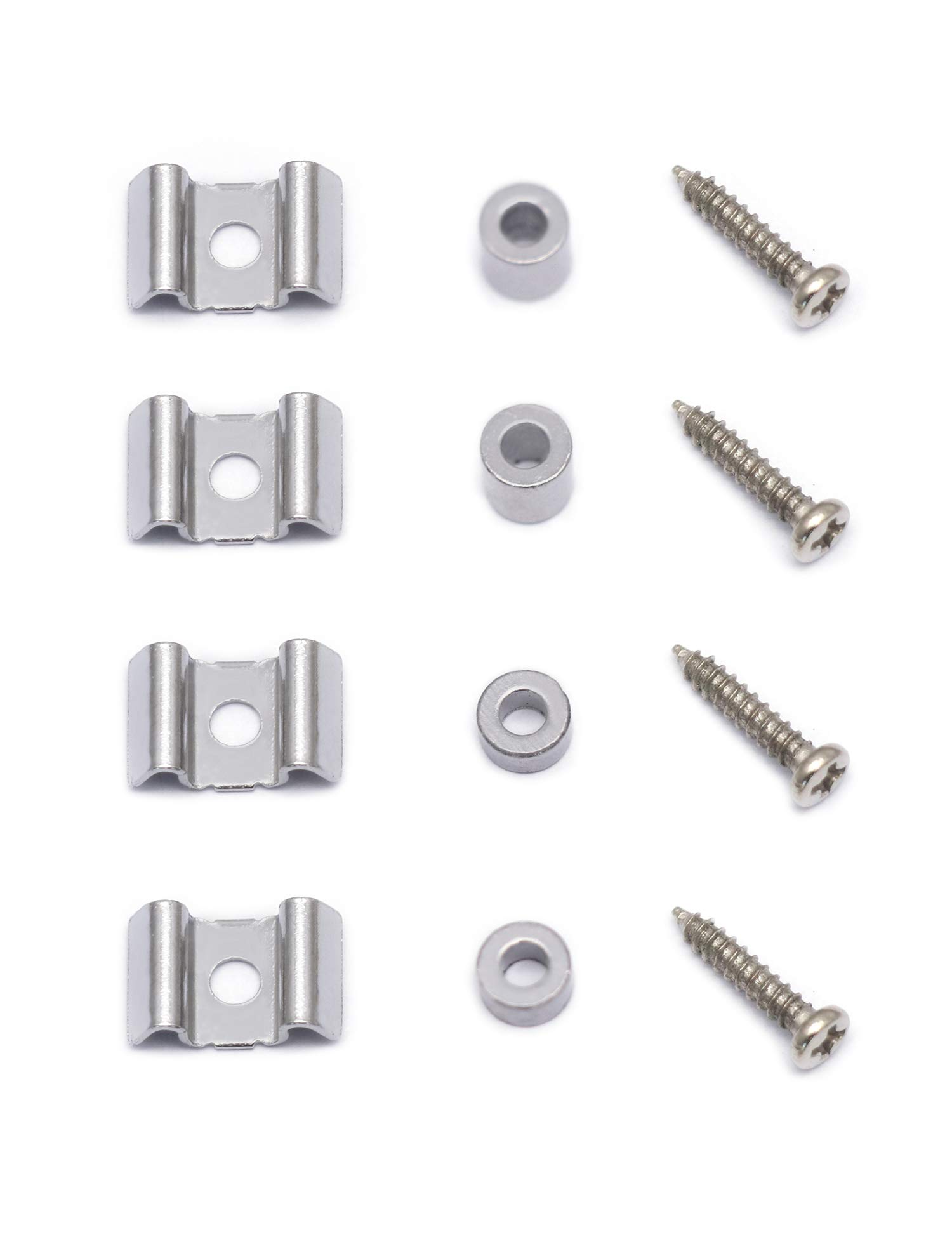 Metallor Guitar String Trees String Retainer Guides Compatible with Strat Tele Style Electric Guitar Bass Parts Replacement Pack of 4pcs with Mounting Screws Chrome.