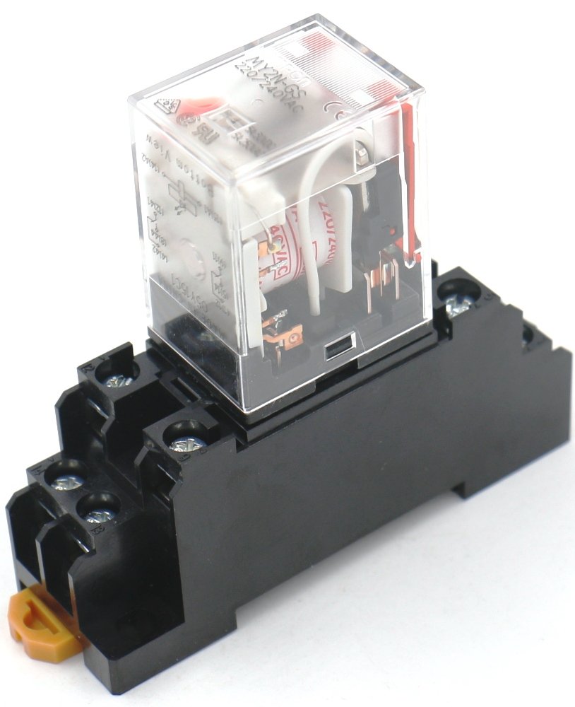Baomain Power Relay MY2N-GS AC 220V-240V Coil LED Indicator 8 pin terminal with DIN Rail PYF8A Socket Base