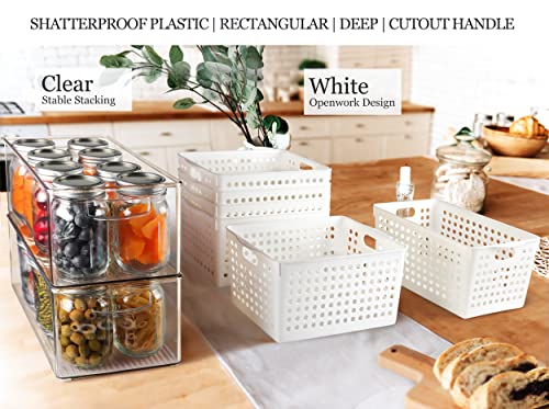 JOOFLI Bins/Baskets Organizers and Storage - 8 Pack Plastic Organization for Organizing Pantry Kitchen Bathroom and More