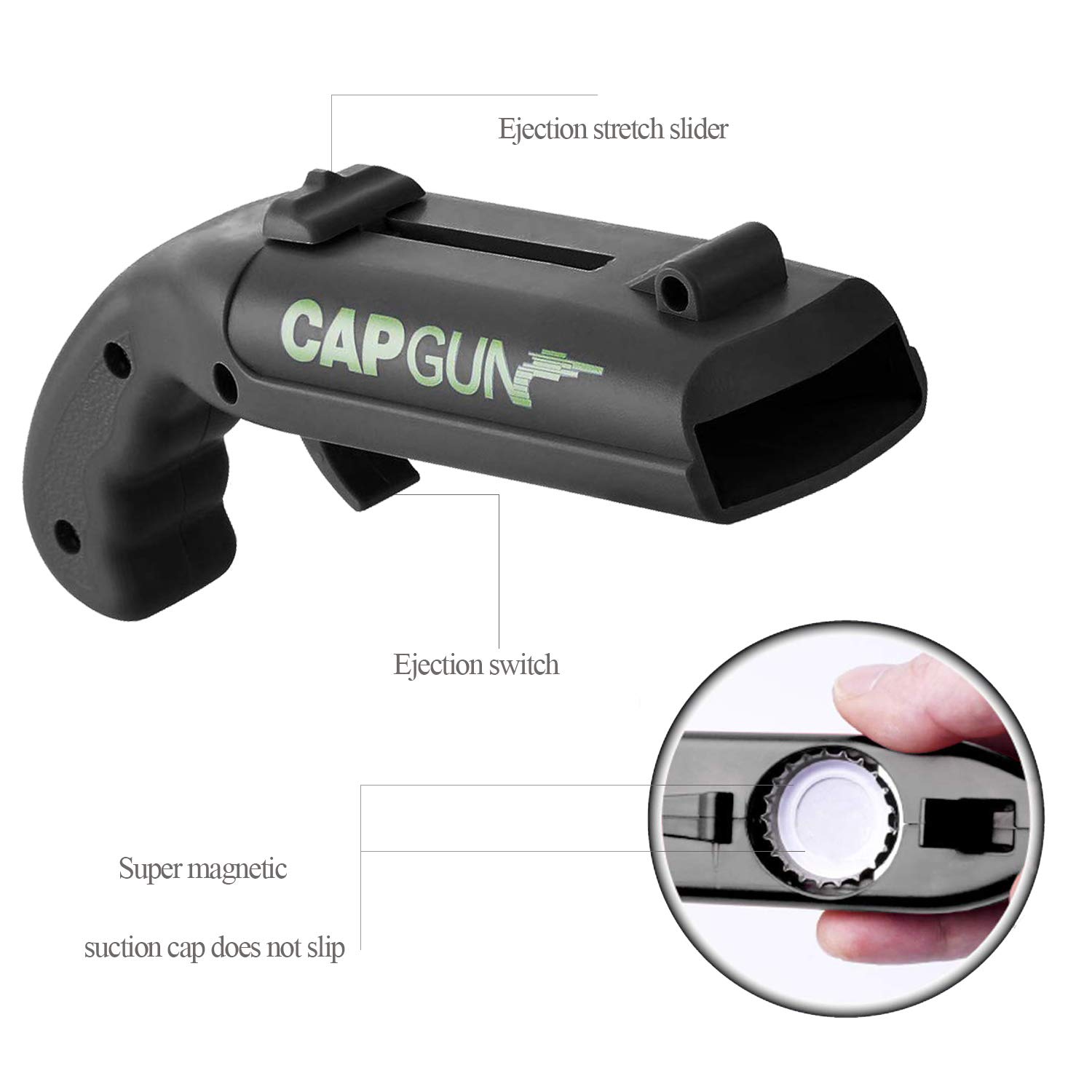 Bottle Opener,Funny Launcher Shooter Bottle Opener for Creative Game,Family Party,Bar ,Outdoor Barbecue,Plastic(Black&Blue)