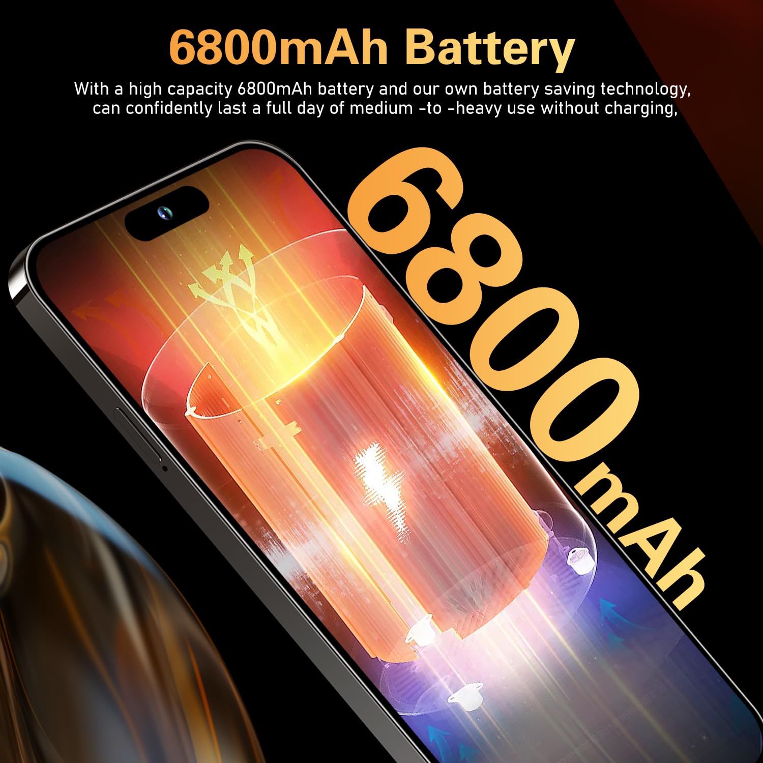 BDWJW 6GB+256GB, for Android 13, 6.8" FHD Unlocked Cell Phone, 6800mAh, Battery Fast Charging,48MP+108MP Dual Camera/Dual SIM/Face ID 5G Phone (RED)