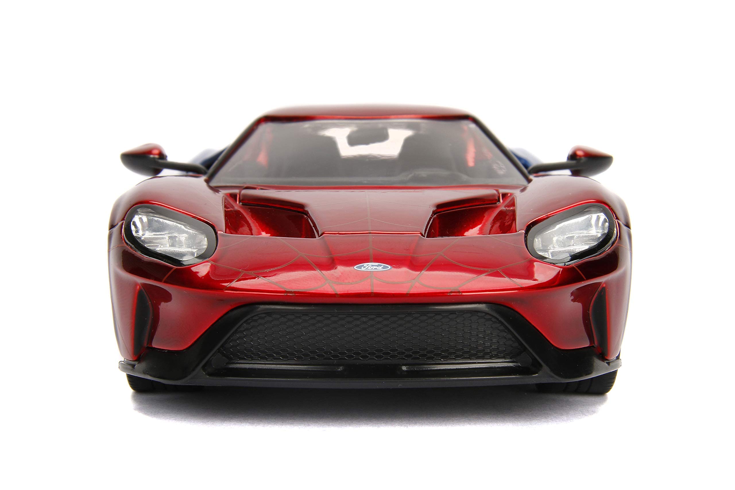 Jada Toys Marvel 1:24 2017 Ford GT Die-cast Car with 2.75" Spider-Man Figure, Toys for Kids and Adults, Red/Blue (99725)