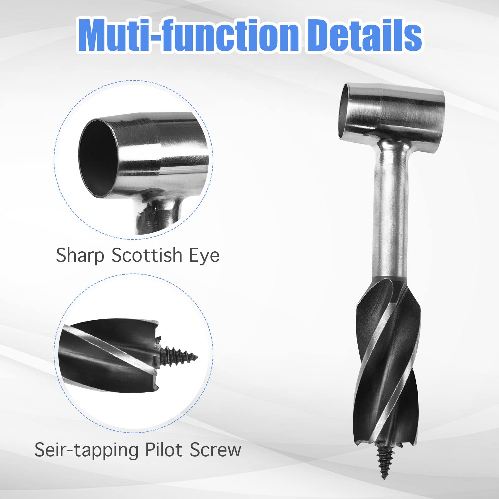 Esplorilo Bushcraft Hand Auger-Survival Tools Bushcraft Tools Settlers Wrench Survival Gear and Equipment Outdoor Scotch Eye Wood Drill Bit for Bushcraft Backpack and Camping, Silver