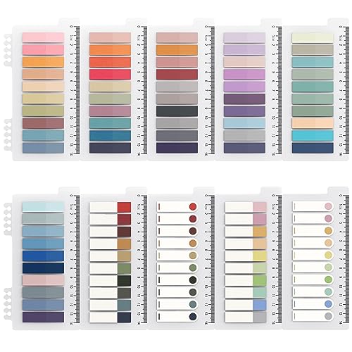 EOOUT 2000pcs Sticky Tabs Page Markers for Annotating Books, Morandi Colored Writable and Repositionable Book Flags Transparent Clear Strip Note Index Tabs for Notebooks Aesthetic School Supplies