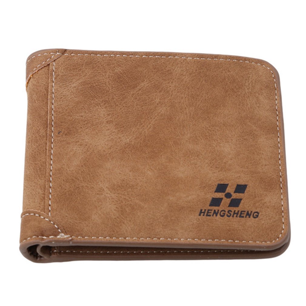 Iumer Men's Wallet Slim PU Rfid Blocking Simple Design Bifold Side Flip Front Pocket Wallets,Brown