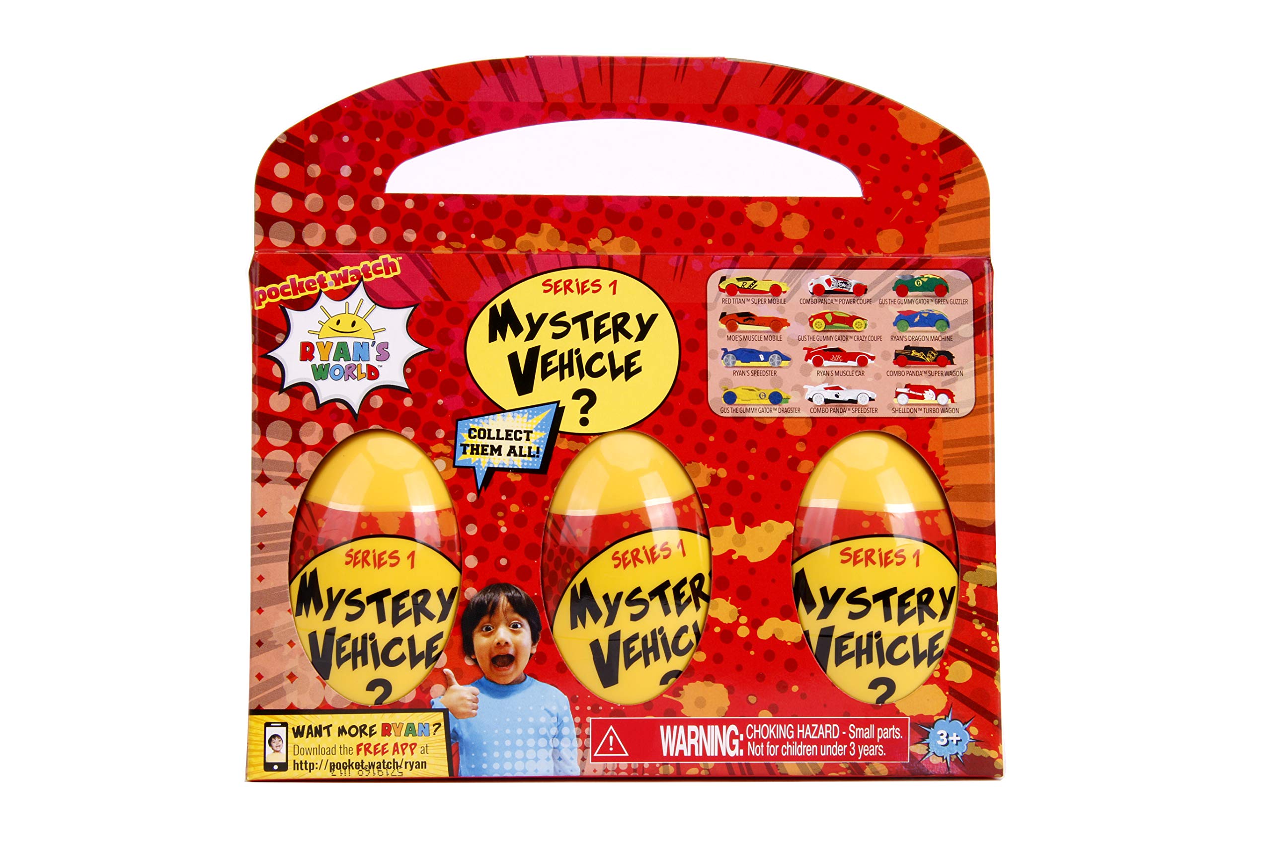 Jada Toys Ryan's World Mystery Egg Vehicles 3 Pack, Multi, (Model: 83553)