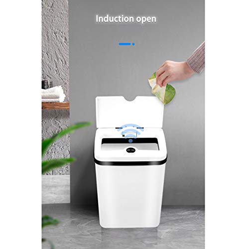 CZDYUF 15L Smart Trash Can Household USB Charging Light Energy Trash Can Automatic Induction Dustbin with Lid Kitchen Bathroom Dustbin (Color : OneColor)