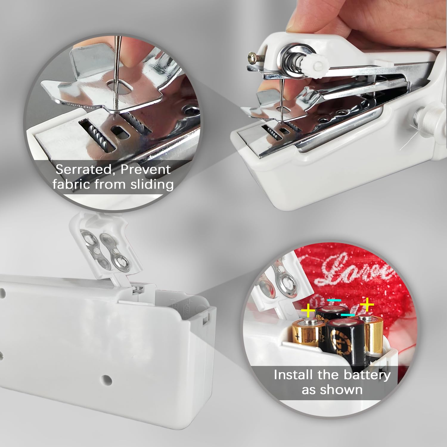 Handheld Sewing Machine, Mini Portable Electric Sewing Machine for Adult, Easy to Use and Fast Stitch Suitable for Clothes,small handheld,Fabrics, DIY Home Travel,White,