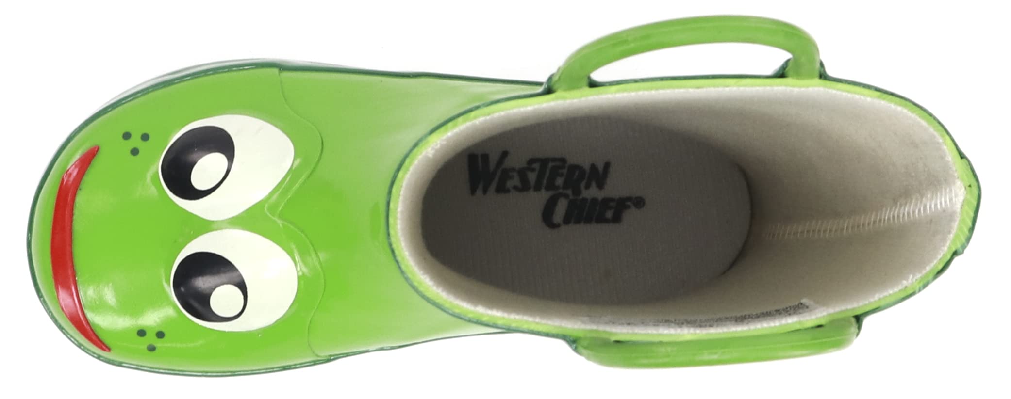 Western Chief Boys Waterproof Printed Rain Boot with Easy Pull on Handles - Fritz the Frog, 4 M US Big Kid