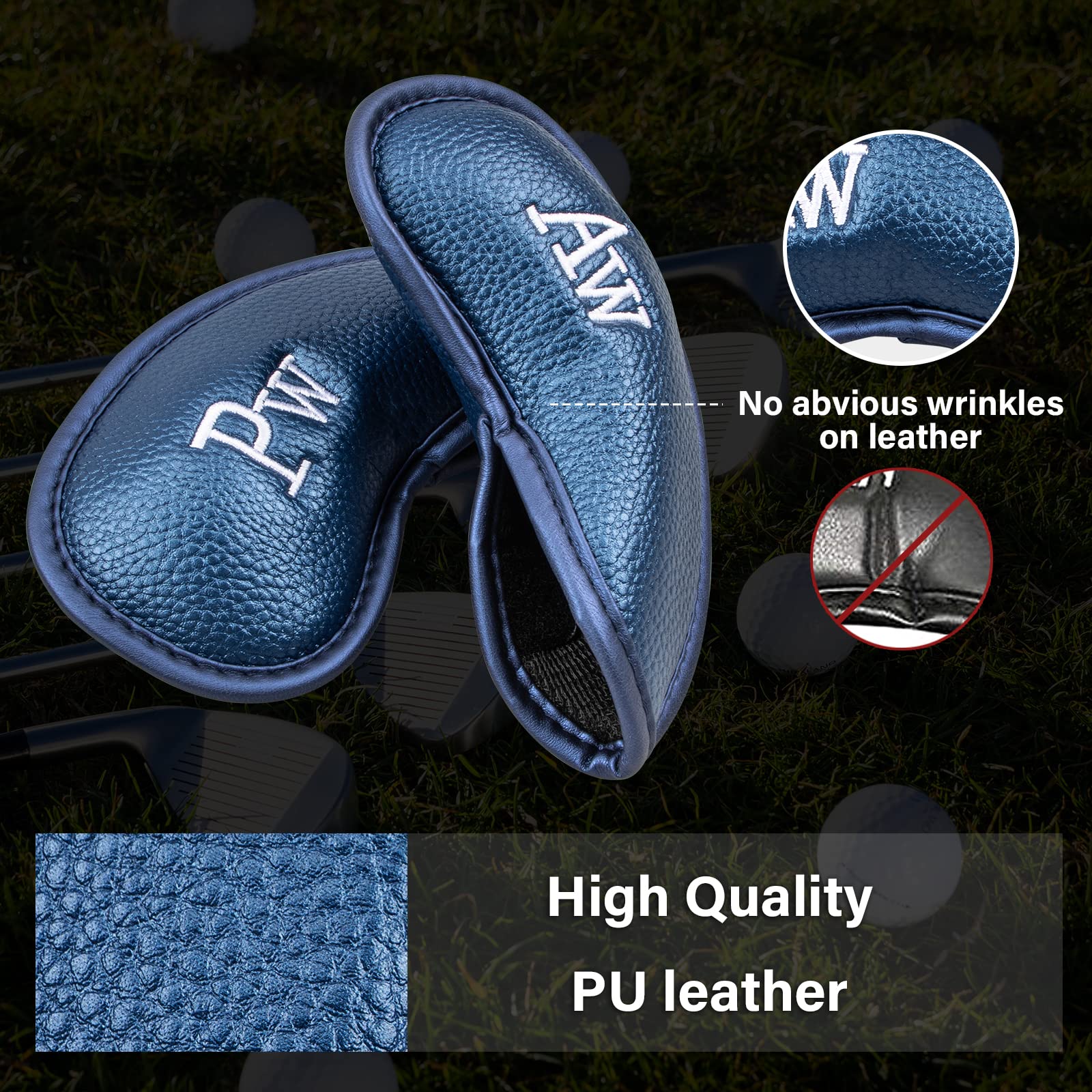 Alpinista Golf Club Covers for Irons-12pcs Synthetic Leather Golf Head Covers Set Fit Most Iron Clubs
