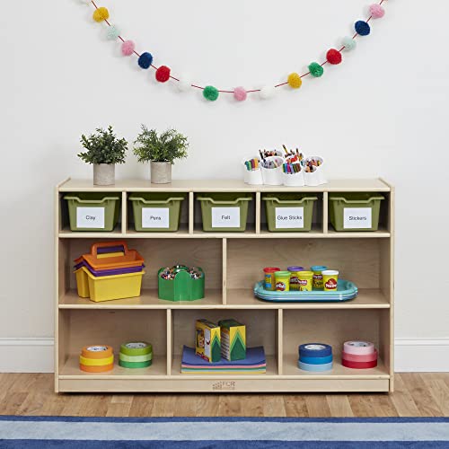 ECR4Kids Scoop Front Storage Bin, Multipurpose Organization, Fern Green, 5-Piece