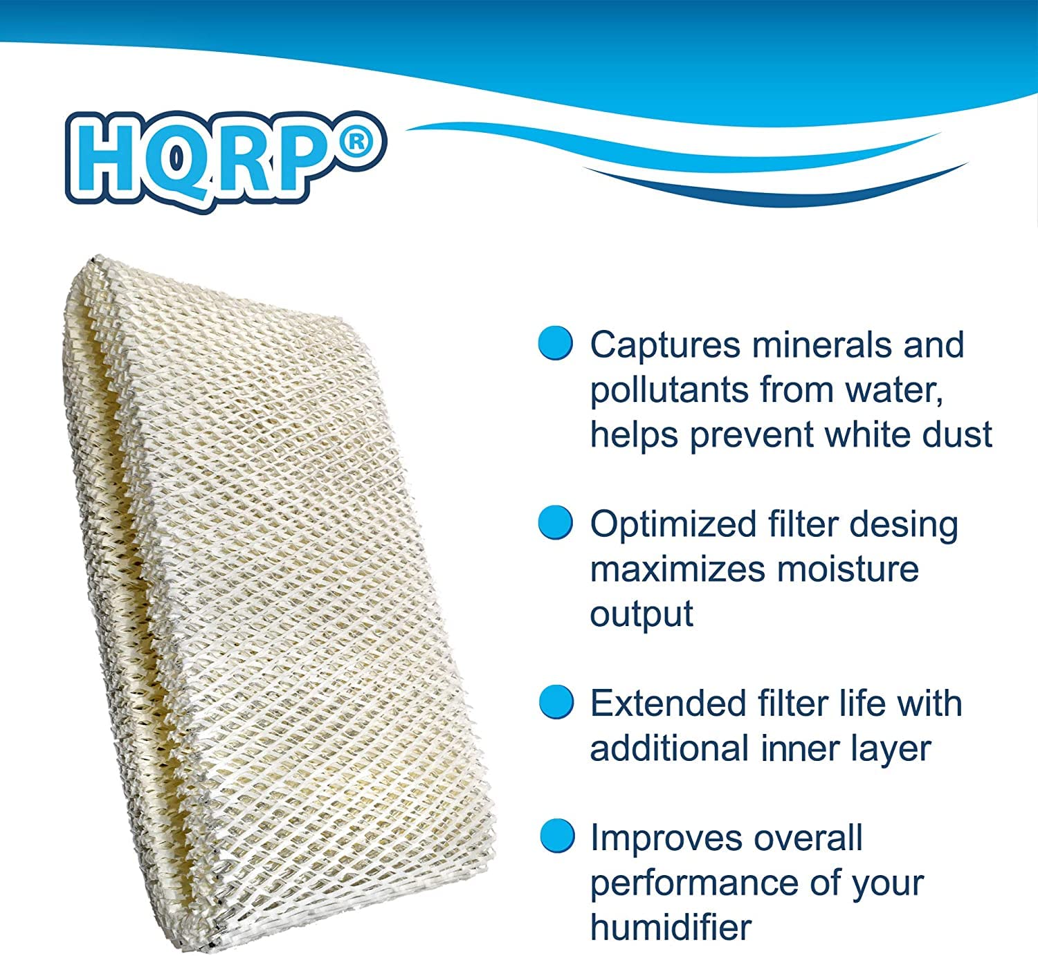 HQRP 2-Pack Wick Filter сompatible with Sunbeam SF221 SWF75 SF222PDQ SF221PDQ-UM fits SCM3501 SCM3502 SCM3609 SCM3657 SCM3656 SCM3755 SCM3609P SCM3755C Humidifier