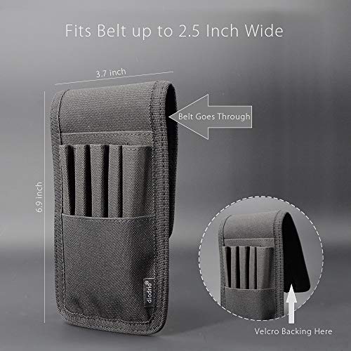 diodrio Belt Pen Holder, Pencil Holder pouch, Pen Sleeve Case Holster for Belt, Hold Multiple pens, Hold 6 Inch Ruler, 4 Pens and a Marker. Made of Durable Fabrics, Detachable, Black.