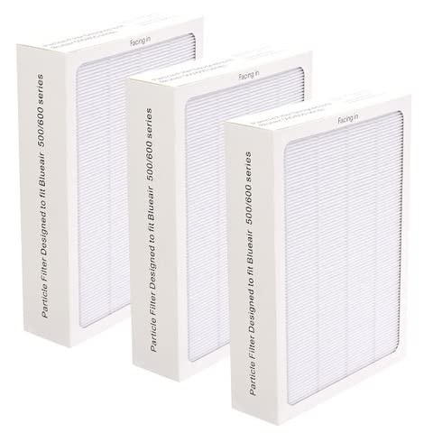 Omaeon 3-Pack for Blueair 500/600 Filter Replacement - Compatible with Blue Air Purifiers Filter 500 600 Series. 3 Particle Filters Fit Blue Air Filter Replacement 500 600, 501, 503, 510, 601, 603