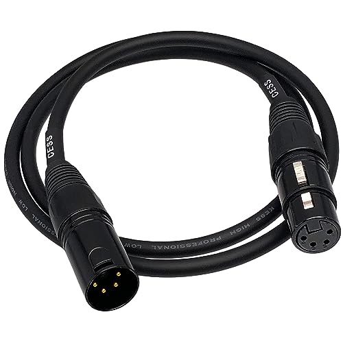 CESS-193-3fx1 Balanced 4-Pin XLR Male to 4-Pin XLR Female Extension Cable, Headphone Audio Extension Cable (3 Feet, 1-Pack)