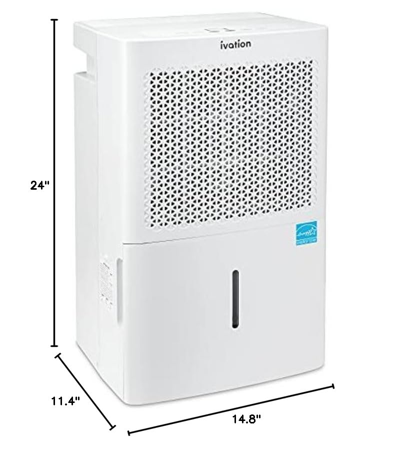 Ivation 4,500 Sq. Ft Energy Star Dehumidifier, Large Capacity Compressor De-humidifier for Extra Big Rooms and Basements w/Continuous Drain Hose Connector, Humidity Control, Auto Shutoff and Restart