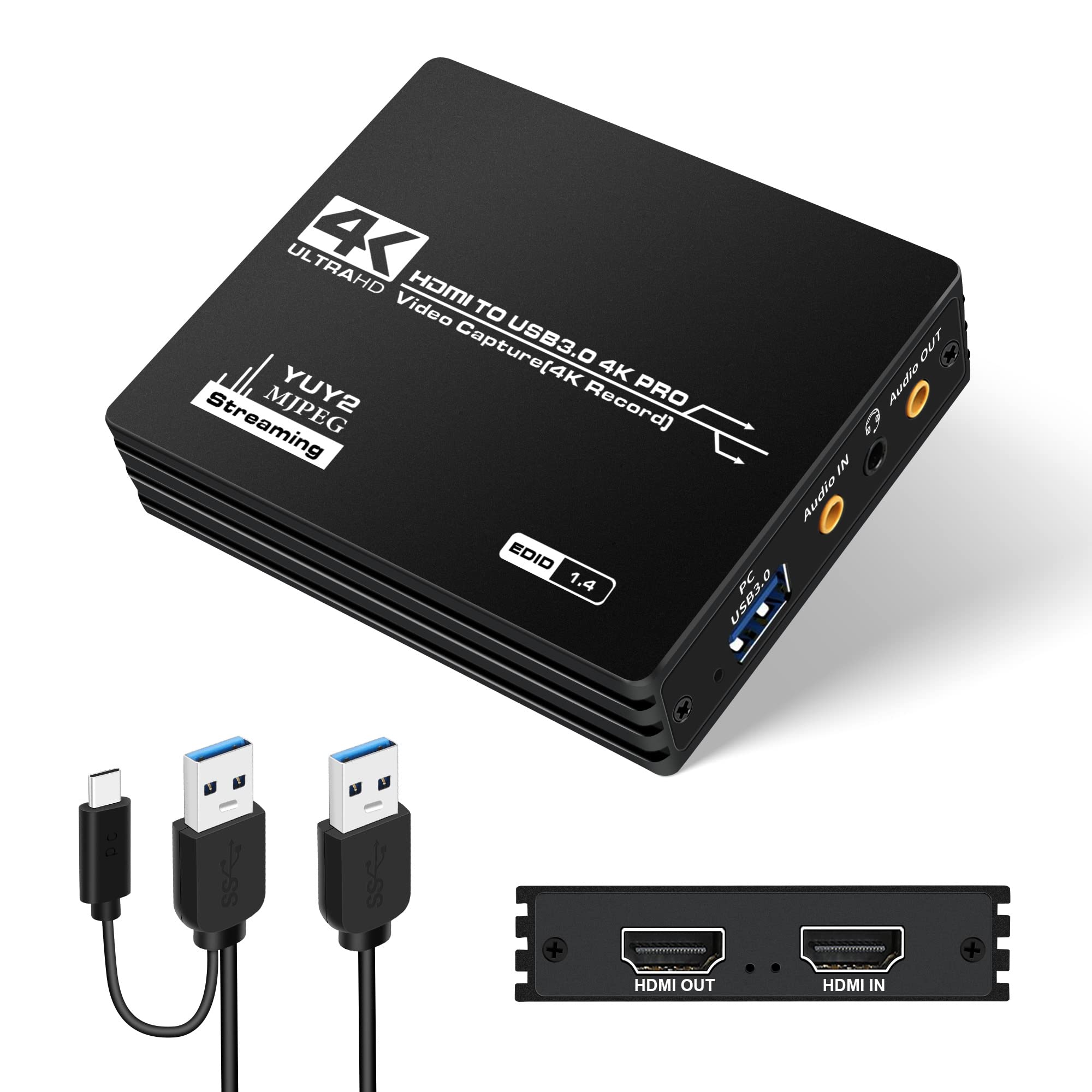 avedio links Upgraded Capture Card for Streaming and Record in 4K, HDMI to USB 3.0 Video Capture Device, Game Capture Card with Microphone 4K HDMI Loop-Out for Nintendo Switch PS4/5/OBS/Camera/PC