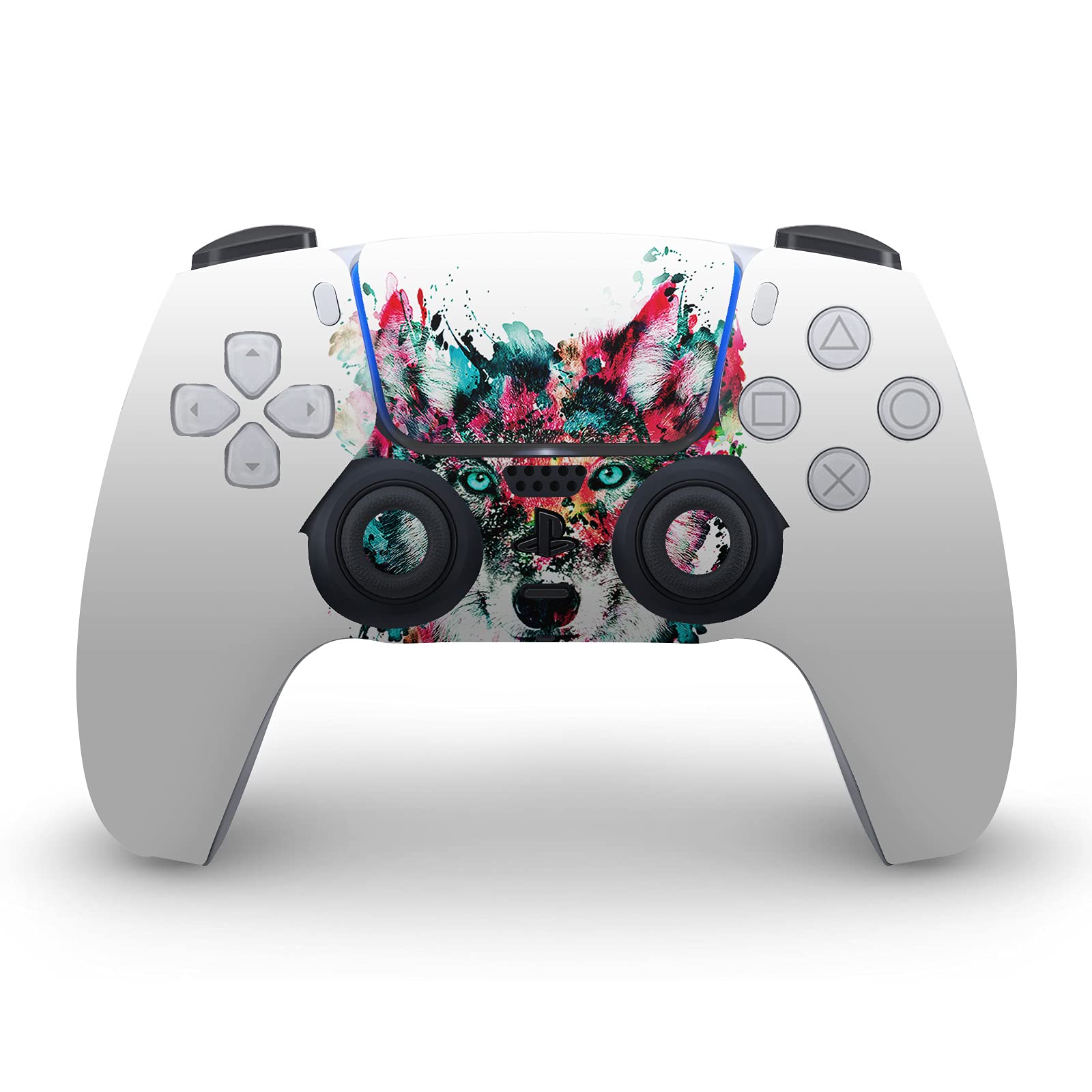 Head Case Designs Officially Licensed Riza Peker Wolf Art Mix Vinyl Faceplate Sticker Gaming Skin Decal Cover Compatible With Sony PlayStation 5 PS5 Digital Edition Console and DualSense Controller