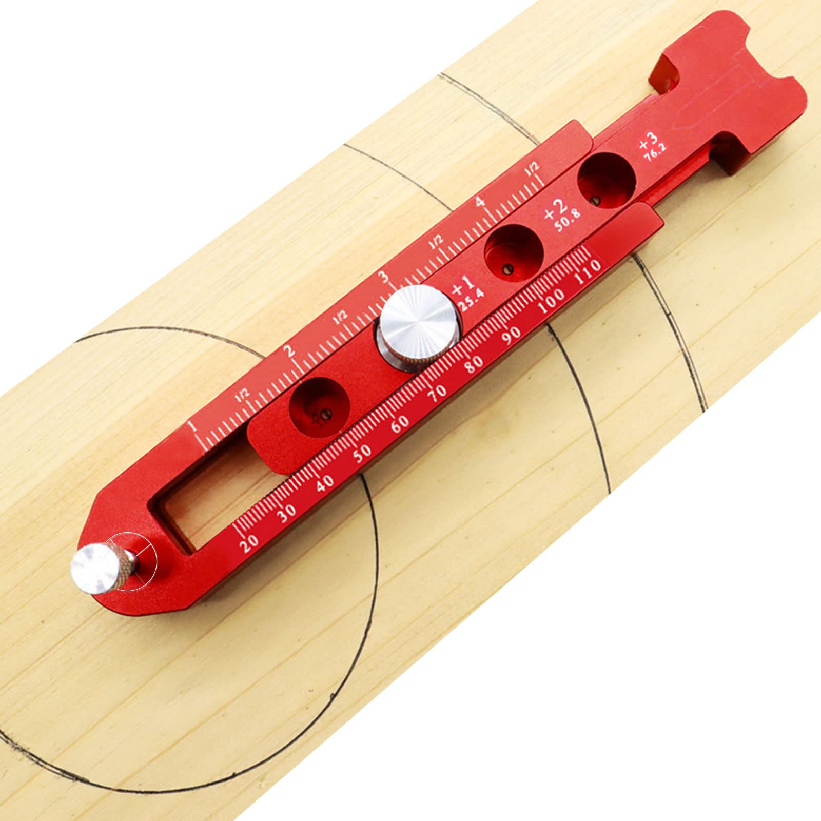 CDIYTOOL Wood Scriber Tool,Woodworking Compass Scriber Aluminum Alloy Adjustable Arc Drawing Ruler Drawing Circle Ruler Marking Gauge Metric and Inch Dual-Scale Fixed-Point Marking Carpenter Tools
