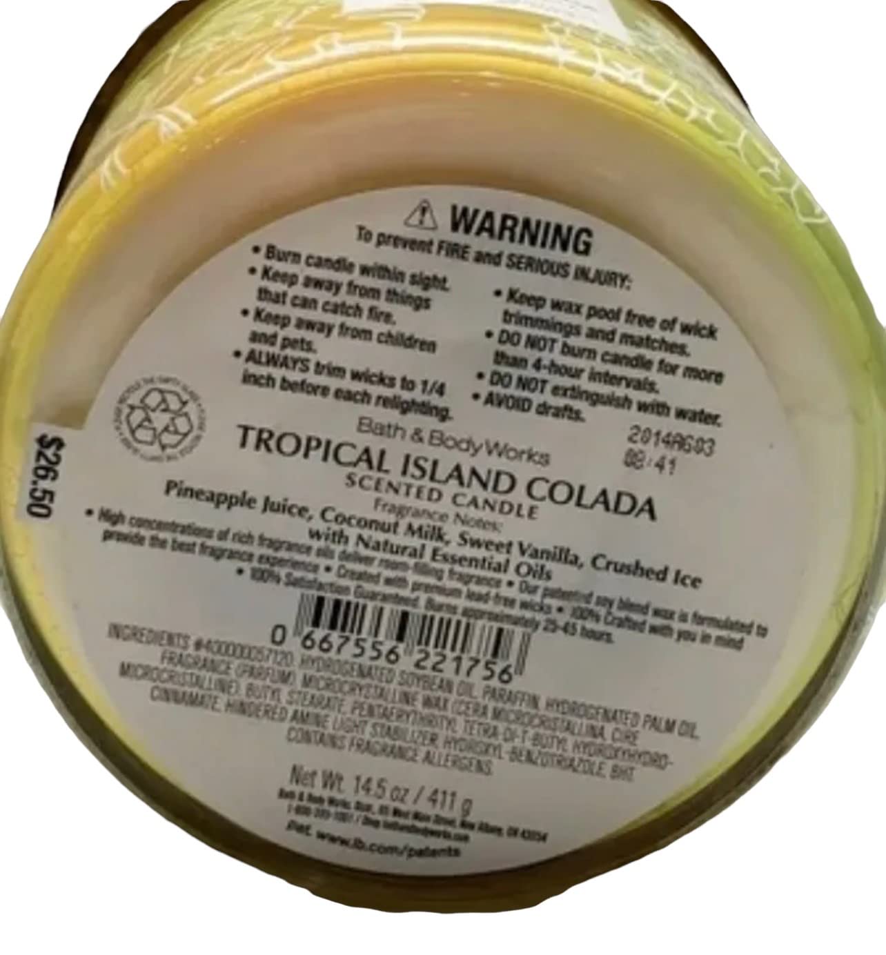 Bath & Body Works, White Barn 3-Wick Candle w/Essential Oils - 14.5 oz - 2022 Spring Scents! (Tropical Island Colada)