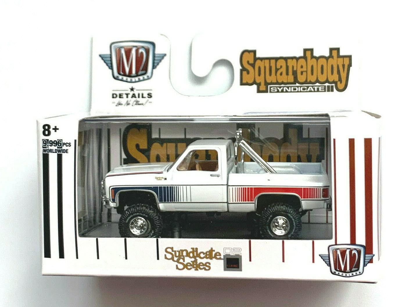 M2 Machines 1976 Sierra Grande 15 4x4 SS02 (1:64 Scale) White, Squarebody Syndicate