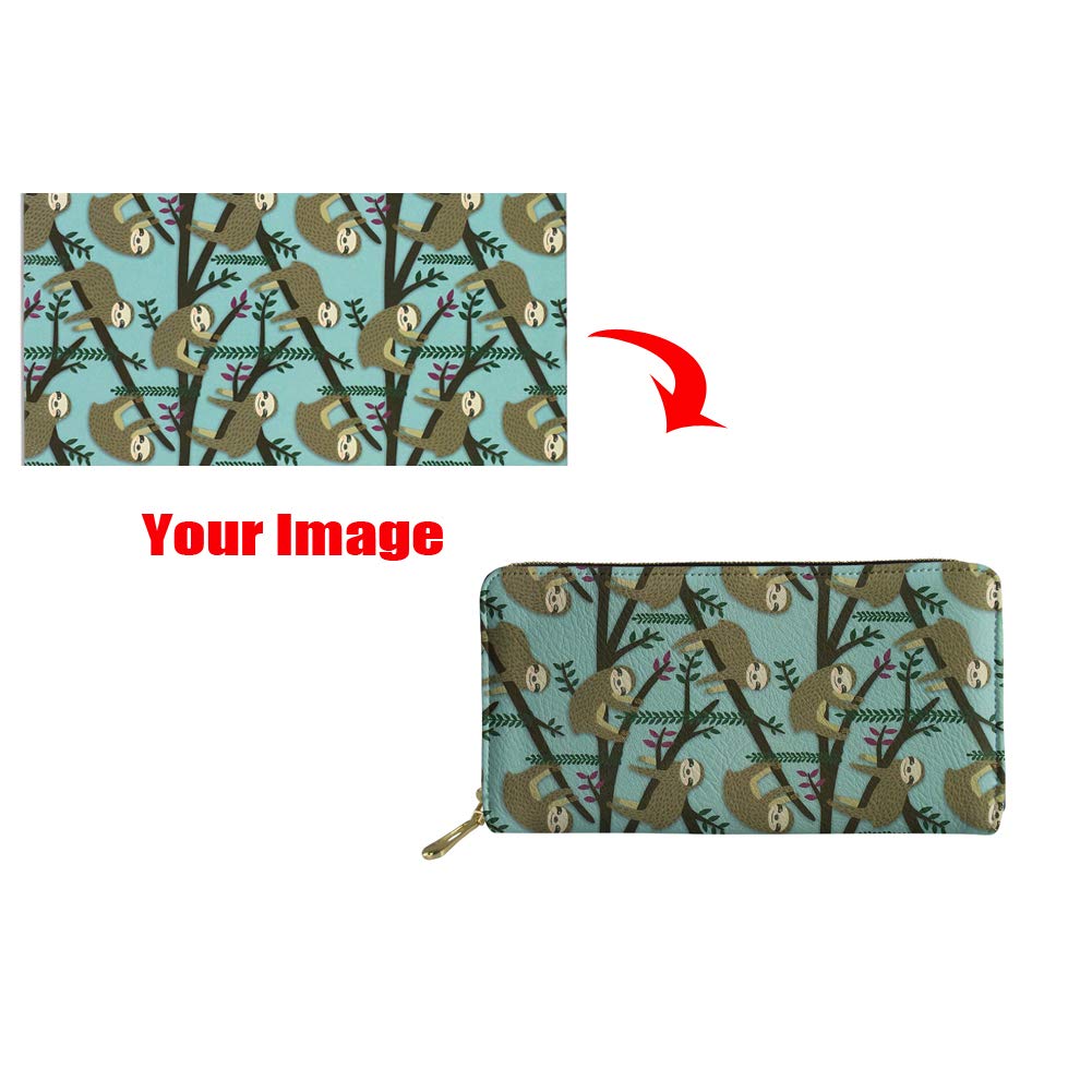 HUGS IDEA Custom Around Zipper Wallet PU Leather Long Purse Clutch for Women Girls