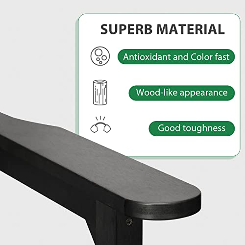 Cecarol Patio Oversized Rocking Chair Outdoor, Weather Resistant, Low Maintenance, High Back Front Porch Rocker Chairs 385lbs Support Poly Lumber Rocker, Wood-Like Plastic Chair, Black-PRC01