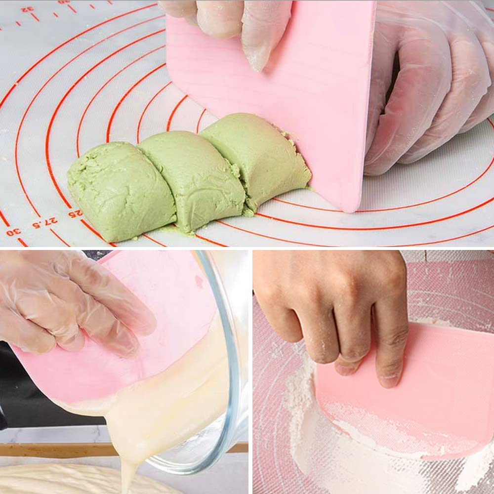 BOMJJOR Dough Bowl Scraper Silicon Dough Scrapers Home Kitchen Food Grade PE Backing Dough Blenders Hard Cutter for Cooking Bread Cake Mixing Dough Scrapers 4 Pack