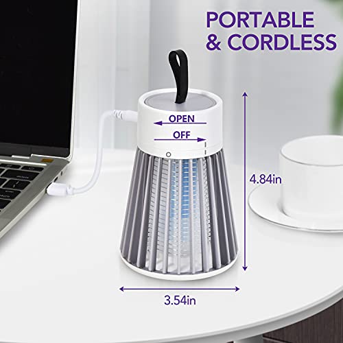 Bug Zapper Mosquito Zapper & Fly Zapper Portable Indoor Bug Zapper LED Fly Trap Electronic Fly Zapper Indoor Mosquito Trap Ideal for Fly Traps Indoors Super-Fast Electric Bug Zapper(White)