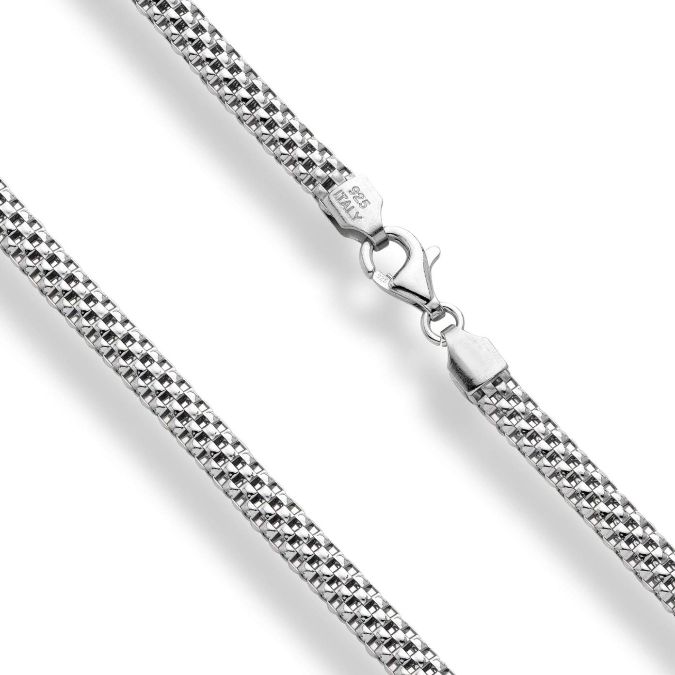 Miabella 925 Sterling Silver Italian 4mm Mesh Link Chain Necklace for Women, Made in Italy (Length 18 Inches (Small))