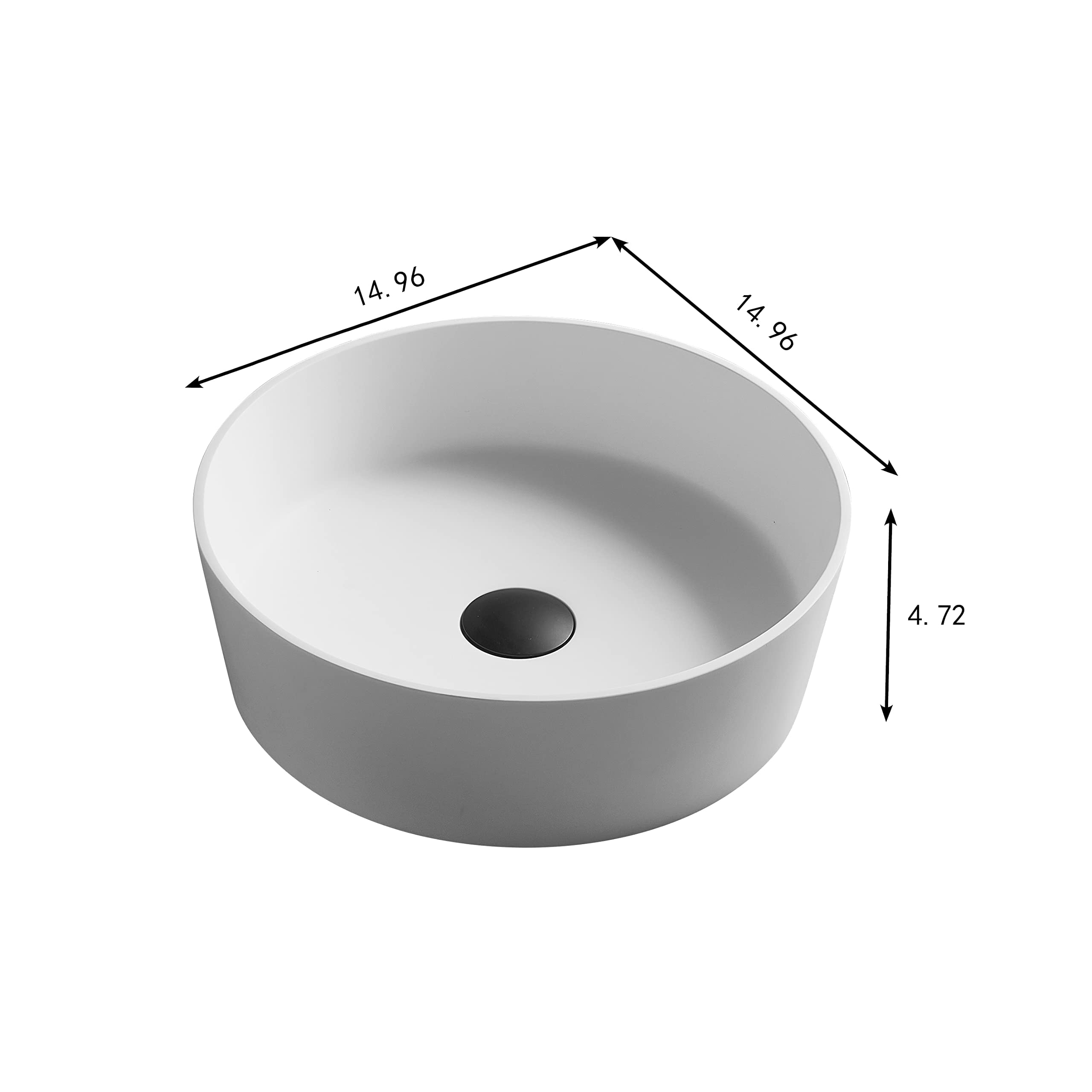 Bathroom Sink Console Sinks with Round Wash basin for Bathroom,Hotel,Bar（White） (14.96"(L)x14.96"(W)x4.72 "(H))