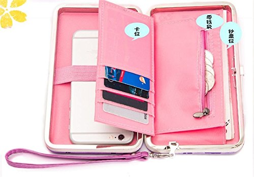 Huitao Women Bowknot Wallet Long Purse Phone Card Holder Clutch Large Capacity Pocket Coffee one Size