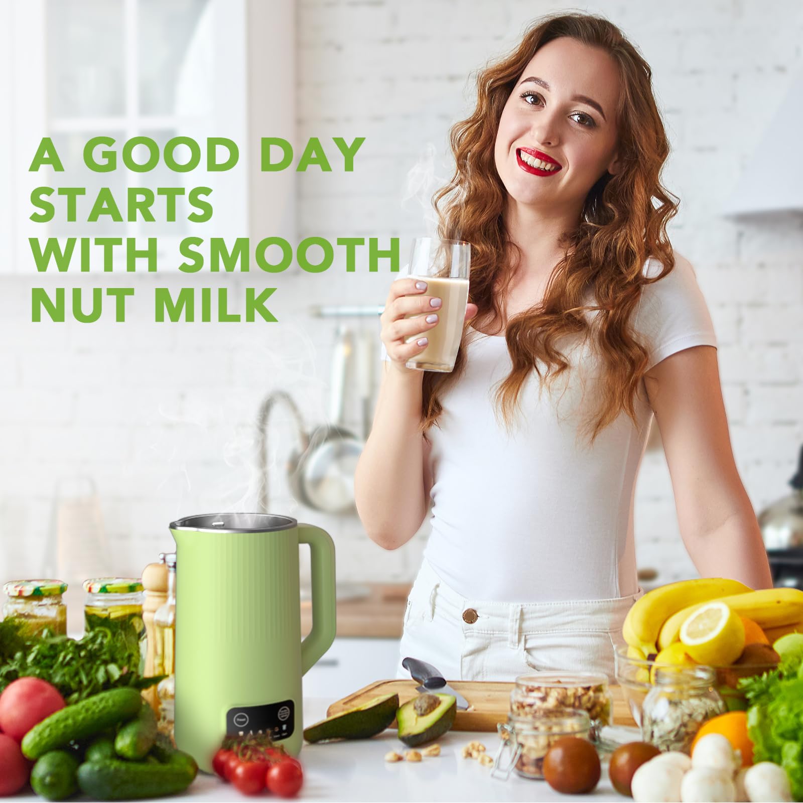 Nut Milk Maker Machine 27oz(800ml), Plant-Based Milk and Dairy Free Beverages, Automatic Nut Milk Maker for Homemade Almond, Soy, Oat, Cashew Milk with Nut Milk Filter Bag