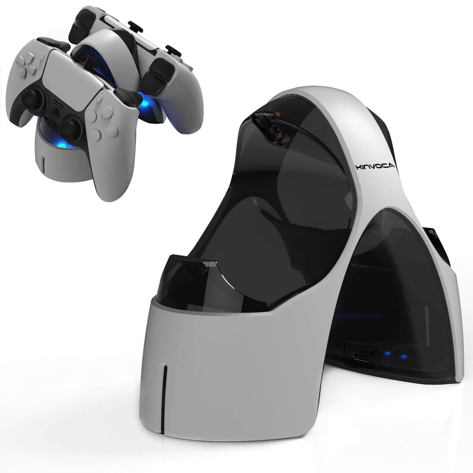 KINVOCA PS5 Charging Station,Controller Charger for DualSense, Charging Dock for Playstation 5 Wireless Controller, Supports Fast Charging and Over-Charging Protection (Charging Cable Included)