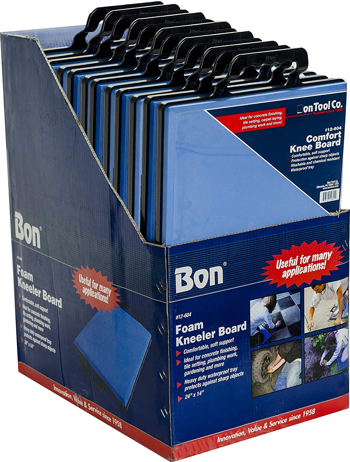 Bon Tool 12-604 24" X 14" Foam Kneeler Board Soft Washable Chemical Resistant Kneeling Pad/Cushion For Concrete, Carpet, Tile, Gardening- Blue
