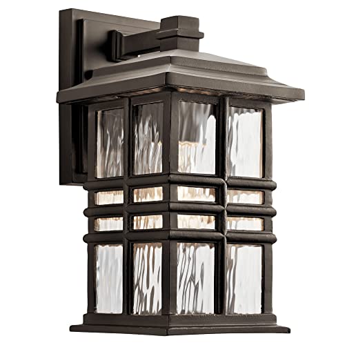Beacon Square 12" 1 Light Outdoor Wall Light with Clear Hammered Glass in Olde Bronze®