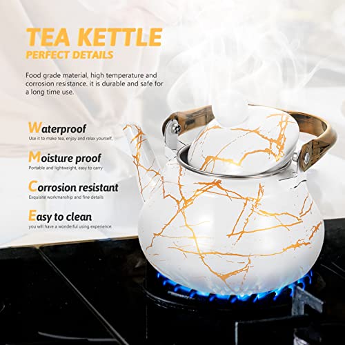 Enamel Teapot Porcelain Enameled Teakettle 1.5L Vintage Tea Kettle Teapot Water Kettle Coffee Kettle Teapot Water Boiling Kettle for Home Gas Stove