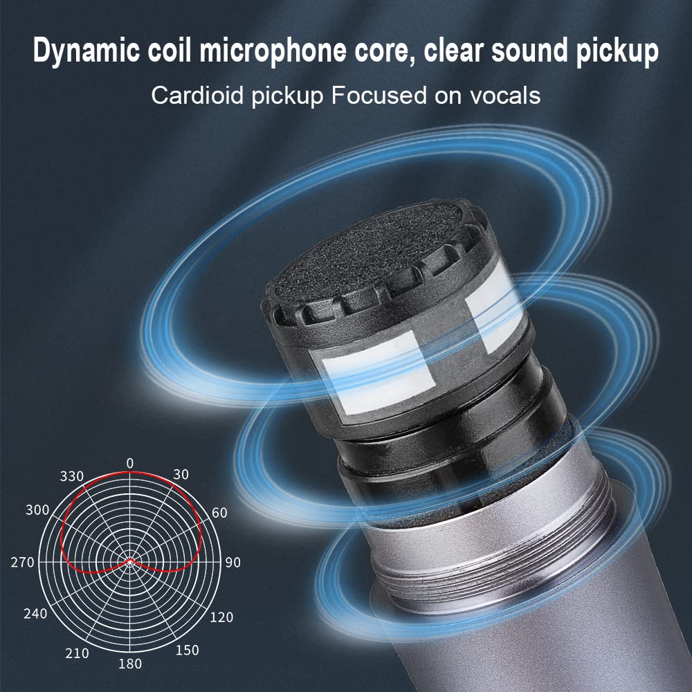 Bomaite H2 Wireless Microphone, Professional Dynamic Mic System for Karaoke Singing, Wedding, DJ, Party, Speech, Church, Class Use.Rechargeable Receiver, 164 Ft, UHF Dual Cordless Metal Microphone