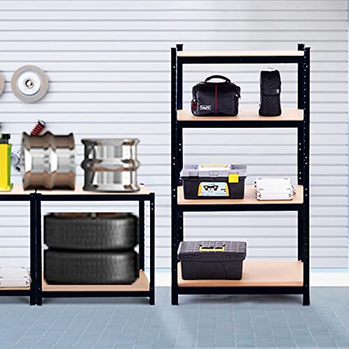 ERGOMASTER Storage Shelves Metal Garage Shelving Unit 4-Shelf Adjustable Heavy Duty Boltless Organizer Rack for Home Warehouse Pantry Office 64" W x 16" D x 63" H(Black,2Pack)