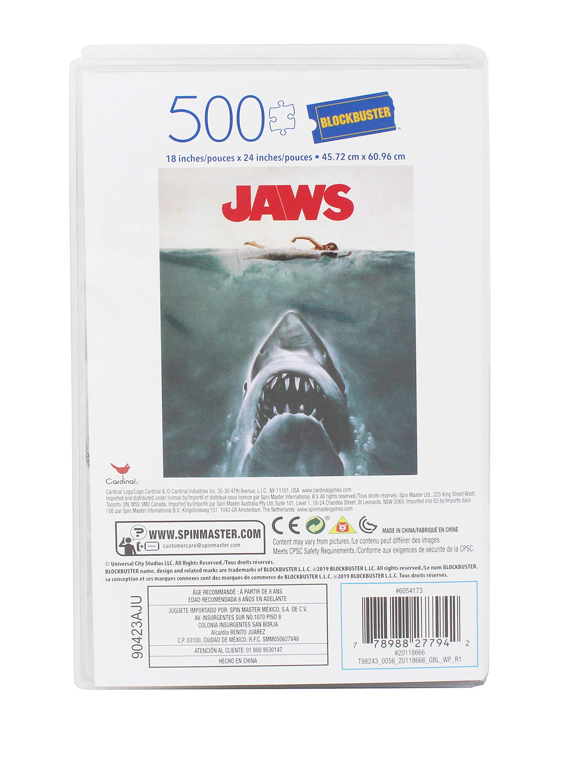 Jaws Movie 500-Piece Puzzle in Plastic Retro Blockbuster VHS Video Case